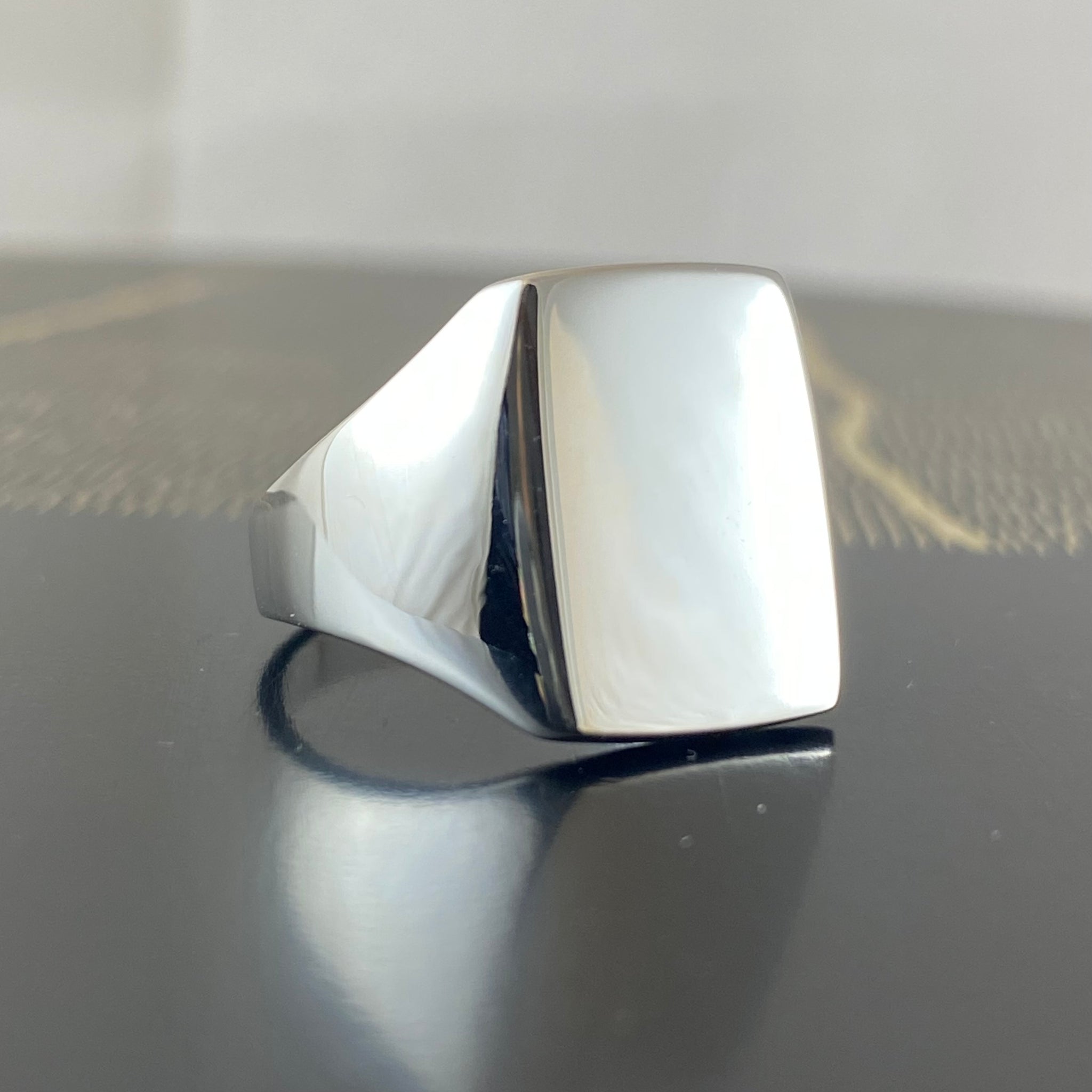 Sterling Silver Cushion 16mm x 13mm Signet Ring