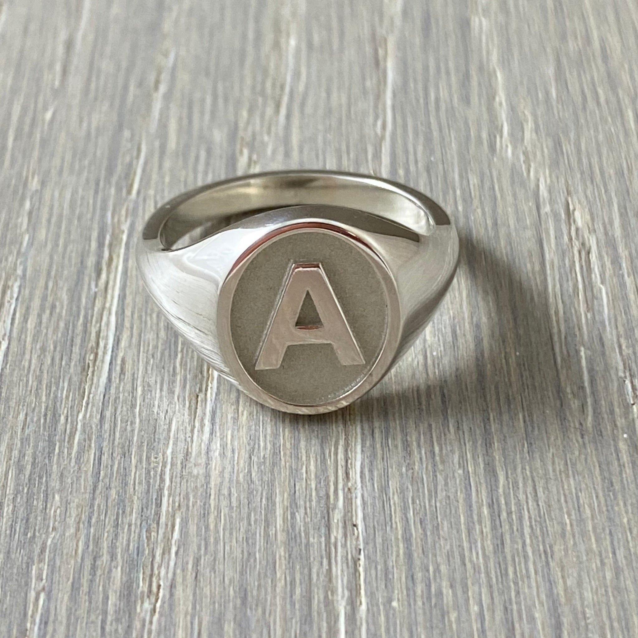 Alphabet A - Z Signet Ring - Sterling Silver Signet Ring
