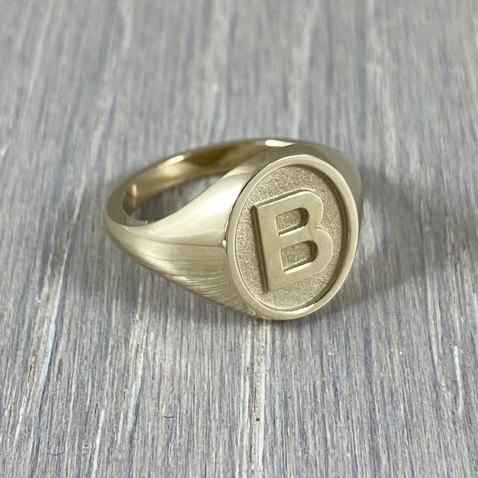 B - Alphabet Signet Ring A - Z - 9 Carat Yellow Gold Signet Ring